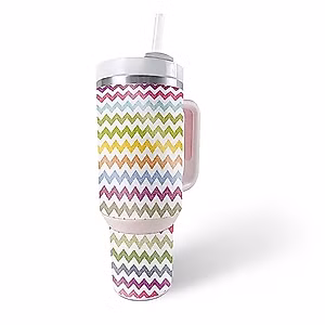 MightySkins Glossy Glitter Skin Compatible with Stanley The Quencher H2.0 FlowState 40 Oz Tumbler - Rainbow Chevron | Protective, Durable High-Gloss Glitter Finish | Easy to Apply