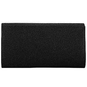 AIJUN Women Glitter Clutch Purses Pleated Evening Bags Flap Envelope Handbags Wedding Party Prom Purse with Detachable Chain (Black)