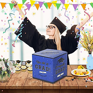 Blue 2024 Graduation Card Box, Card Box for Graduation Party, Graduation Gift Card Box for 2024 Graduation Decorations, Graduation Party Supplies for Class of 2024 High School & College Graduation