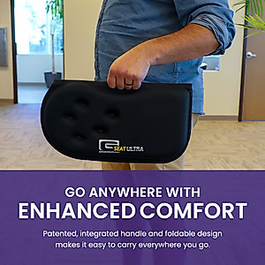 GSeat Ultra Orthopedic Gel and Foam Seat Cushion (Black) – for Coccyx, Back, Tailbone, Prostate, Postnatal, and Sciatica Pain/Discomfort – Office, Car, Chair, Travel