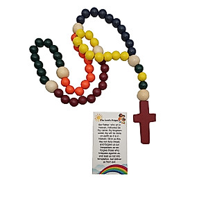 Westman Works Children's My First Rosary for Kids Baptism Set with Large Wood Bead with Drawstring Carry Bag Pouch