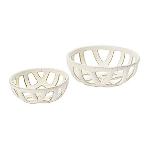 Creative Co-Op S/2 Stoneware Fruit w Reactive Glaze Basket, White, 2
