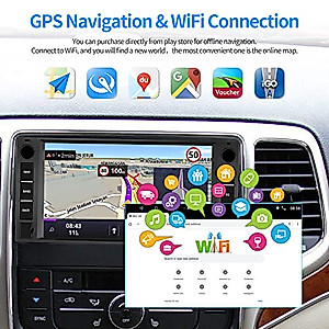 Wireless Carplay Car Stereo for Jeep Wrangler Dodge Chevrolet Chrysler, 7 Inch Touchscreen Android Car Radio with Bluetooth, Backup Camera, GPS Navigation, WiFi, FM RDS Radio, USB, Mic, Mirror Link