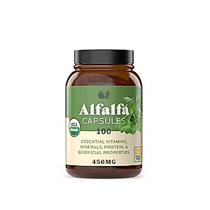 Complete Natural Products Pure Alfalfa Leaf (Medicago Sativa) - 100 Capsules - 630mg of Pure Dried Organic Alfalfa Leaf Powder in Veggie Capsules