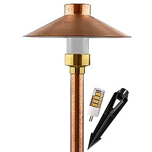 MIK Solutions LED Pathway 126 Landscape Light 12V Solid Copper Low Voltage 4W G4 LED Light Bulb Warm White Included Outdoor Mushroom Security Garden Patio Area Light for Beautiful Bright Long Lasting