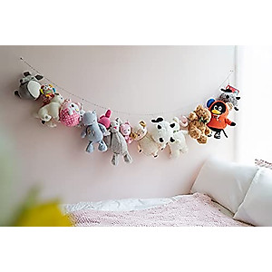 Mkono Stuffed Animal Storage Chain Metal Kids Toy Organizer Hanger with 20 Clips for Stuffed Animals Simple Toys Display Holder Stuff Animal Hanger for Nursery Play Room Kid Room, 1 Piece