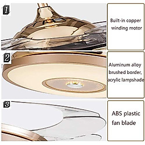 Fashionable chandelier Retro modern industrial chandelier/LED Invisible Ceiling Fans with Lamp,42In Fan Lights Wall Control Chandelier with Electric Fan Iron Art Lighting for Living Room and Restauran