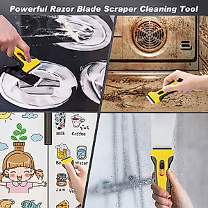 Rerdeim Razor Blade Scraper Tool With 20pcs Extra Blades, Razor Scraper For Cleaning Glass,Stove Top, Cooktop, Window, Oven, Paint, Sticker, Tile, Non Scratch