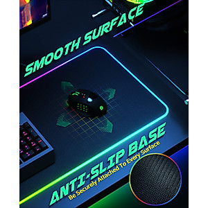 RGB Gaming UtechSmart Large Extended Soft Led Mouse Pad with 14 Lighting Modes 2 Brightness Levels, Computer Keyboard Mousepads Mat 800 x 300mm / 31.5×11.8 inches