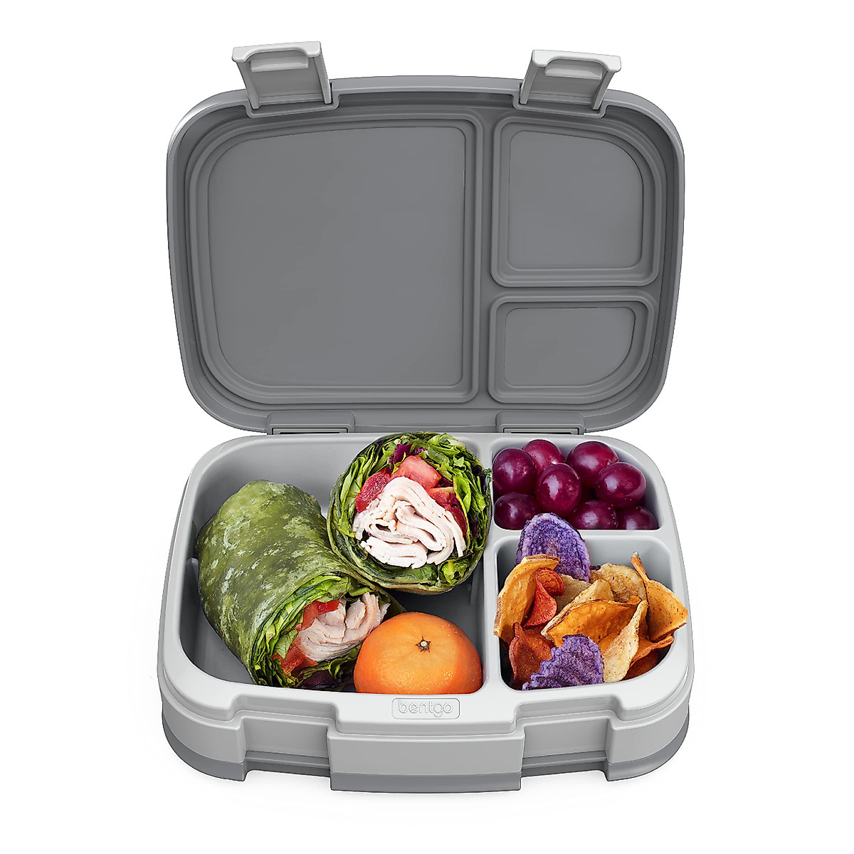 Bentgo® Fresh – Leak-Proof, Versatile 4-Compartment Bento-Style Lunch Box with Removable Divider, Portion-Controlled Meals for Teens and Adults On-The-Go – BPA-Free, Food-Safe Materials (Gray)