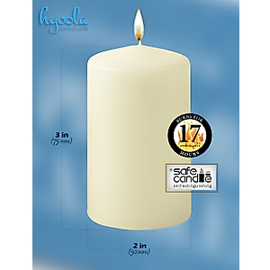 HYOOLA Ivory Pillar Candles 2x3 Inch - Unscented Pillar Candles - Set of 4 - European Made