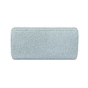 Evening Clutch Bag for Women Girls PVC Rhinestone Snap Deatchable Chain Crossbody Bag for Party Wedding Silvery