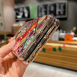 Case for Samsung Galaxy Note 20 Ultra (6.9-inch) Girls Women Cute Floral Slim Shockproof Protection Cover with Gold Ring Stand Mandala Ethnic Style Phone Case