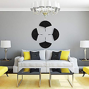 2 Pieces Silk Folding Hand Fan Black Bamboo Handheld Fan Chinese Folded Fan with Tassel for Dance Party Home Decorations (Classic Style)