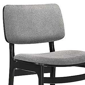 Armen Living Lima Wood Dining Accent Chairs Finish Fabric-Set of 2, 20" Wide, Black/Grey
