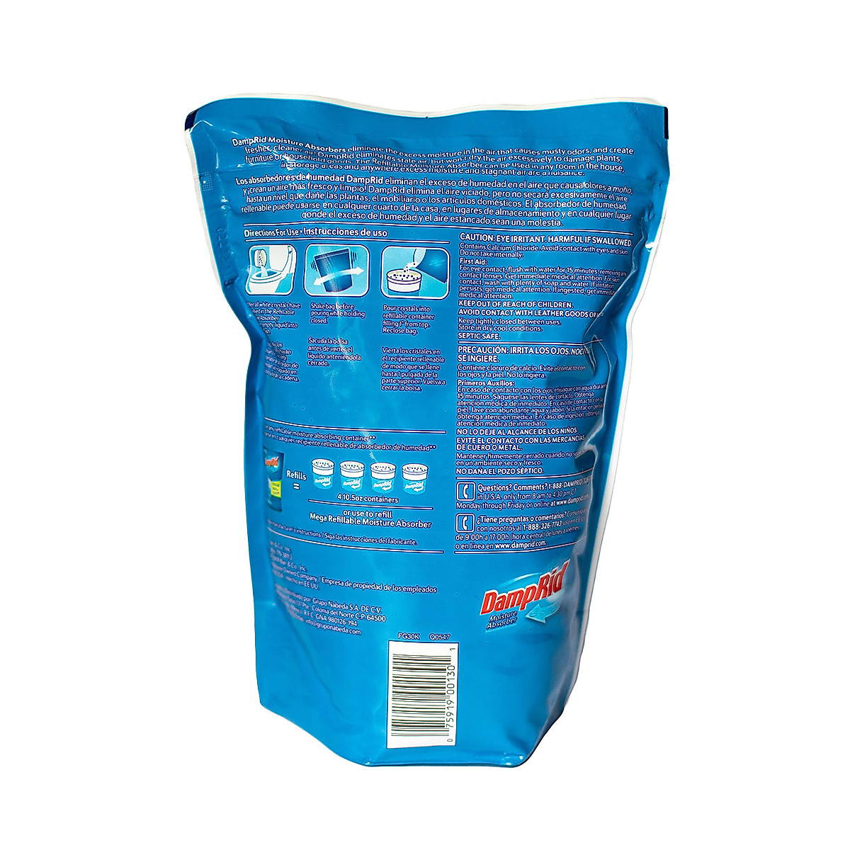 DampRid Fragrance Free Moisture Absorber, 42 oz. Refill Bag, White, 3 Count