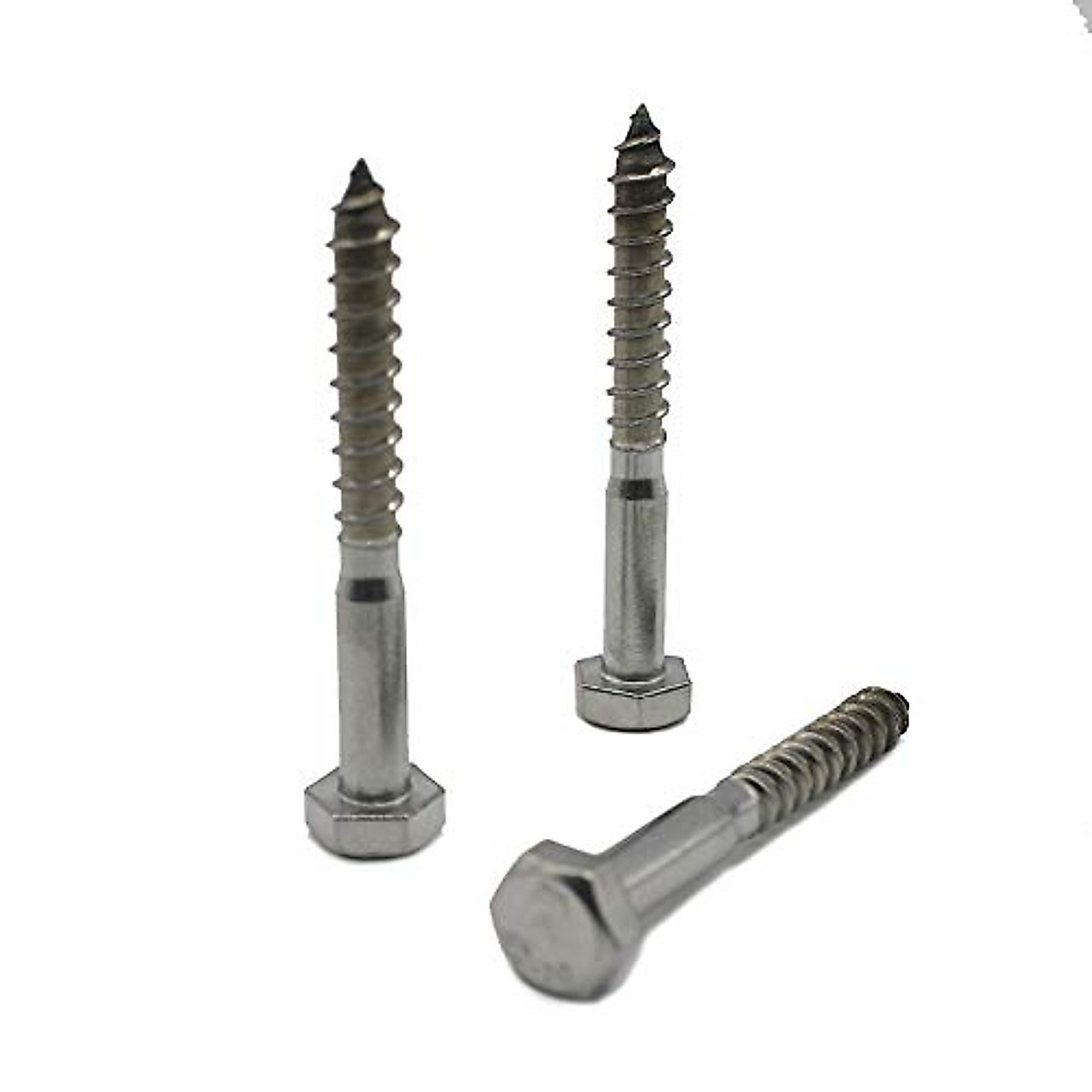 5/16" X 3" Stainless Hex Lag Bolt Screws for Wood, (10 Pack) 304 (18-8) Stainless Steel, by Fullerkreg