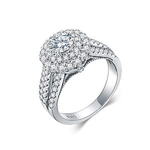 Molioaki 1.5 Carat (ctw) D-VVS1 moissanite engagement rings for women Platinum Plated Silver moissanite rings-Y-5.5