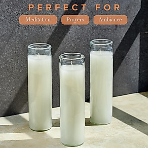 Simply Soson 2x8 inch Ivory Devotional Candles in Glass Jar - 3 Pack - 90 Hours – Prayer Candle - Tall Pillar Candles for Religious, Memorials, Party Decor