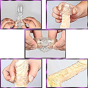 Transparent New Threaded mace Condom Male Condom Adult Lock fine Ring Extended Sleeve Crystal Sleeve 5pcs
