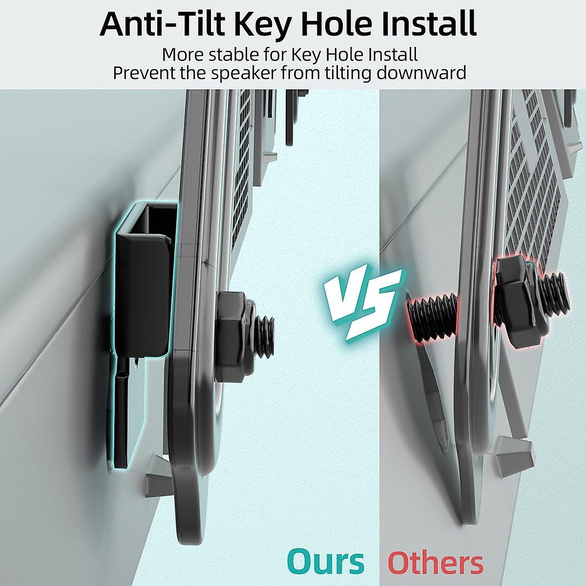 HCMOUNTING Soundbar Mount Bracket, Sound Bar Mounts Under TV or Above TVs Fits Most Sound Bars Up to 20 Lbs, Soundbar TV Mount with 180° Adjustable Extension Plates and L-Shaped Hooks