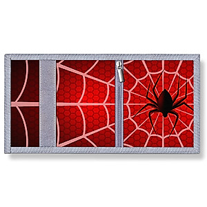 TATAANTY Kids Wallet for Boys, Boys Wallet for Kids 6-8, Spider Wallet for Boys with Zippered Coin Pocket and Card Holders， Trifold Boys Wallet Christmas Gifts