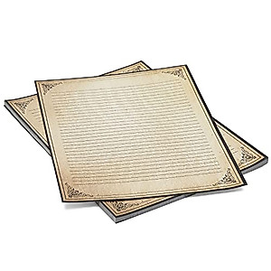 48 Sheets Vintage Lined Paper with Antique Border Design, Aged Stationery for Writing Letters, Invitations (8.5 x 11 In)