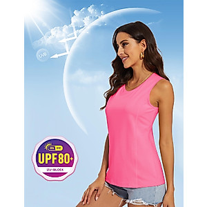 MAGCOMSEN Womens Sleeveless Workout Tank Tops Running Dry Fit Activewear Tank Tops Summer Fitness Gym Tank Tops Rose 2XL