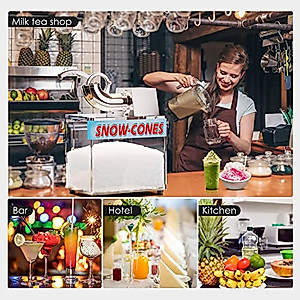 250W Electric Stainless Ice Shaver Machine 440 LBS/H Snow Cone Machine Commercial 110V Snow Cone Maker Ice Crusher with Safety On,Off Switch for Family,Restaurants Bars