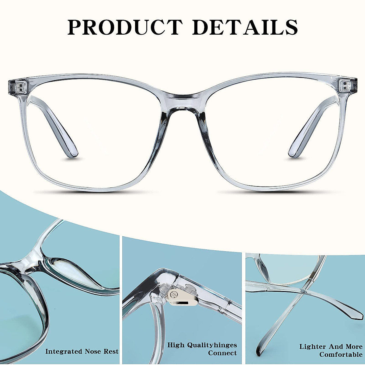 Oilway Blue-Light Blocking Glasses for Women Men - 3Pack Computer Reading/Gaming/TV/Phones Glasses Anti Eyestrain & UV Glare