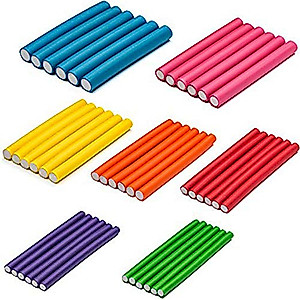 Minerva Curlers for long hair,Flexi Curling Rods Hair Rollers 42-pack 7" Multicolor