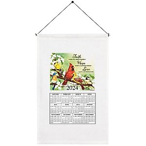 Faith, Hope, Love Calendar Towel with Dowel and Hanging Cord, 100% Cotton