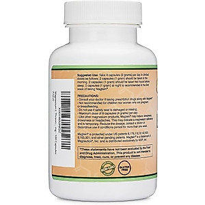 Magnesium L Threonate Capsules (Magtein) – High Absorption Supplement – Bioavailable Form for Sleep and Cognitive Function Support – 2,000 mg – 100 Capsules