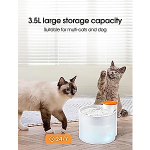 WOPET Cat Water Fountain W500, 118oz/1GAL Ultra Silent True Filtering Dog Water Fountain with Smart Pump LED Light and 6 Layers Filtration, Safe BPA-Free Pet Water Dispense for Multi-Cats (White)
