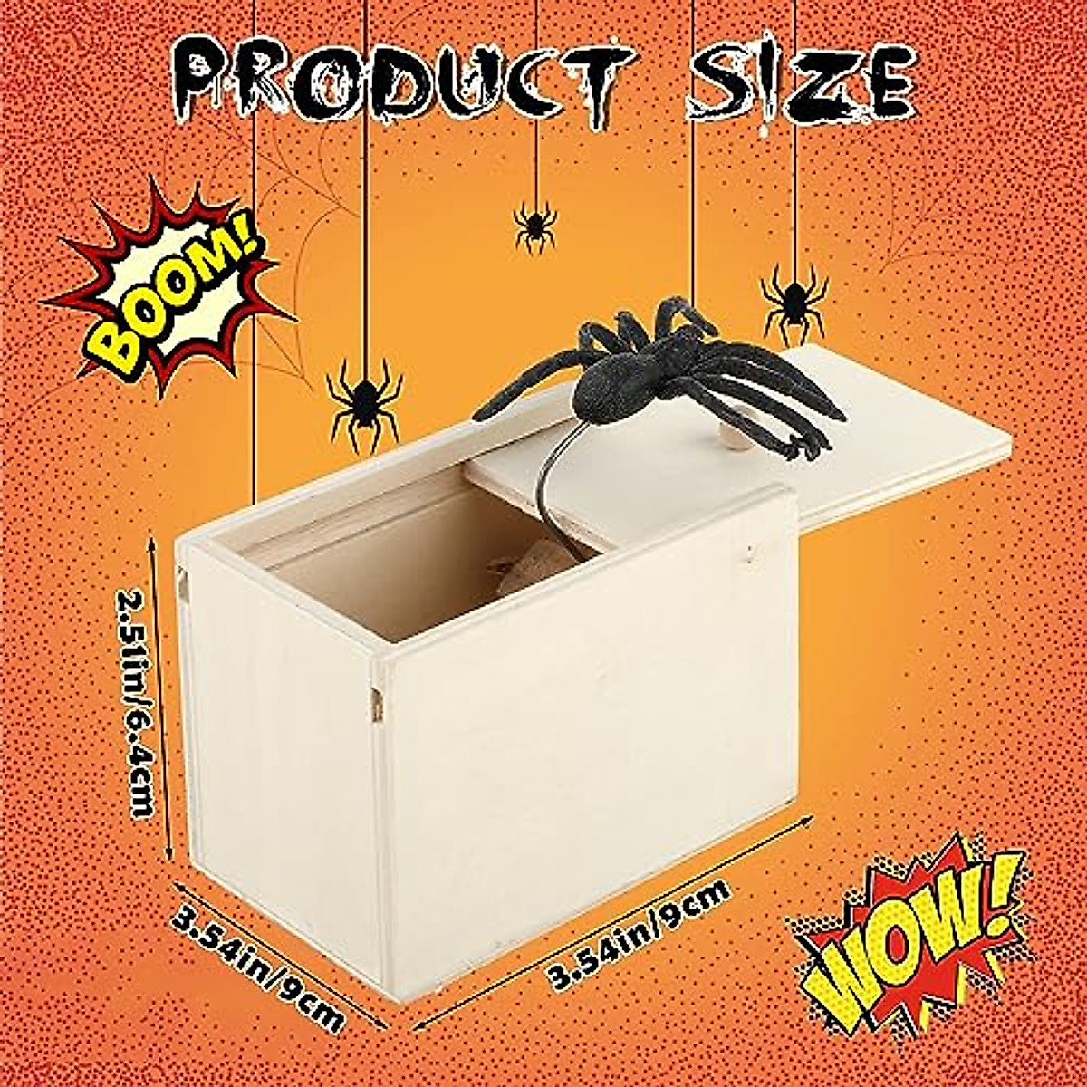 WLLHYF Original Spider Prank Box, Handcrafted Wooden Spider Money Surprise Box Halloween Pranks Stuff Toys for Adults Kids