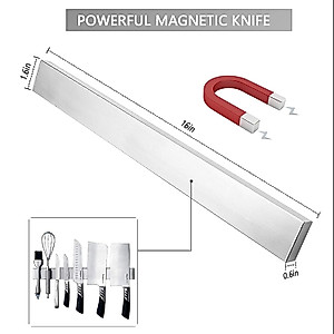Cheer Collection Magnetic Knife Holder for Wall - 16 Inch Stainless Steel Knife Organizer, Kitchen Utensil Holder Knife Strip for Cooking Utensils, Art Supplies, Tools and Knives