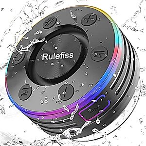 Rulefiss Shower Speaker, Bluetooth Speakers Waterproof IP7 with Suction Cup, Portable Speaker with LED Light, 3D Crystal Sound & Bass, Shower Radio for Bathroom, Kayak, Pool, Beach, Bike [2022 New]