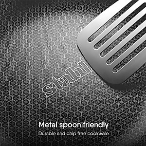 Stahl Artisan Hybrid Triply Non Stick Small Kadai with Lid, Stainless Steel Kadai for Cooking, Triply Kadhai Metal Spatula Friendly, Induction & Gas Stove Compatible, 0.8 L, 16 cm