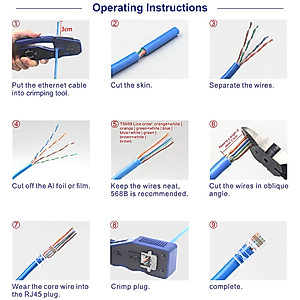 VCELINK RJ45 Cat5e Cat5 Pass Through Connectors, Cat5e RJ45 Ends, RJ45 Modular Plugs for Solid or Stranded UTP Network Cable 100-Pack