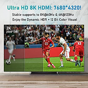 ARISKEEN 8K HDMI 2.1 Cable 10 ft, 48Gbps Ultra High Speed HDMI Braided Cord, Supports 8K@60HZ, 4K@120Hz, DTS:X, HDCP 2.2 & 2.3, eARC, HDR 10, Compatible with TV Xbox PS4 PS5 Monitor Blu-Ray - 10FT