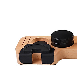 Wood Coffee Filter Tamper Holder Kits Espresso Accessories Kits Universal Anti Slip Espresso Tamper Station for Shop Commercial Cafe Tearoom, Beech 51mm
