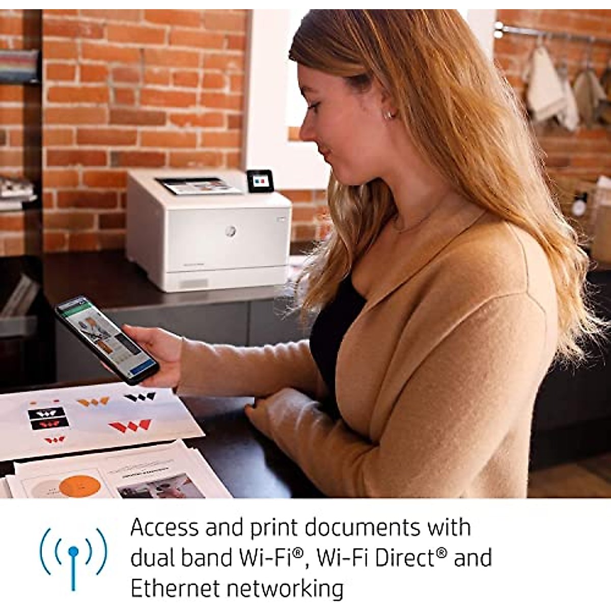 HP Laserjet Pro M454dw Wireless Color Laser Printer (W1Y45A), Print Only, 28ppm, 600x600 dpi, Duplex Printing, 2.7" Color Touchscreen Display, Auto On/Off Technology, Wi-Fi, Lanbertent Printer Cable
