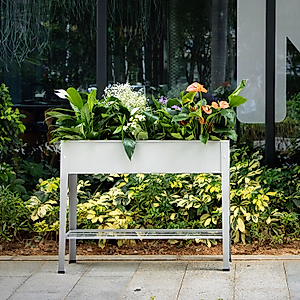 DIGTER Metal Raised Garden Bed,Raised Planter Box with Legs,Herbs and Vegetables Planter Suitable for Outdoor Patio Deck and Porch (Gray)