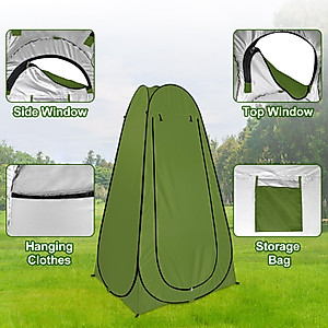 BLIKA Portable Toilet Kit for Adults, Pop Up Privacy Tent, Stainless Steel Washable Foldable Portable Toilet w/Soft Seat, Outdoor Shower Toilet Tent