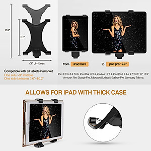 360 Degrees Rotatable Heavy Duty Pad Tripod Mount, Universal Clamping Tablet Holder Break-Resistant Anti-Wobble, Pad Tripod Holder Adapter