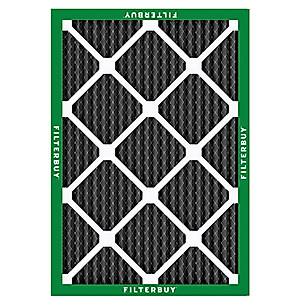 Filterbuy 20x25x1 Air Filter MERV 8 Odor Eliminator (12-Pack), Pleated HVAC AC Furnace Air Filters Replacement with Activated Carbon (Actual Size: 19.50 x 24.50 x 0.75 Inches)