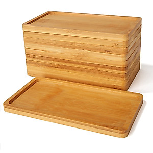 DIRBUY 10PCS Small Bamboo Trays - Bamboo Vanity Tray - Bamboo Tray for Kitchen Counter - Small Bamboo Plant Trays - 7 x 3.4X 0.4inch