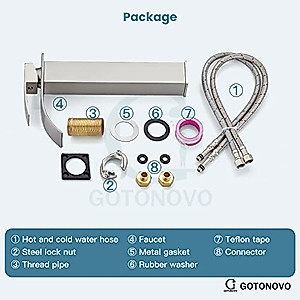 gotonovo Waterfall Bathroom Faucet,Single Handle Bathroom Faucets for 1 Hole Sink,Vessel Bathroom Sink Faucet Stainless Steel Mixer Tap Wash Basin Faucet,No Drain,Brushed Nickel