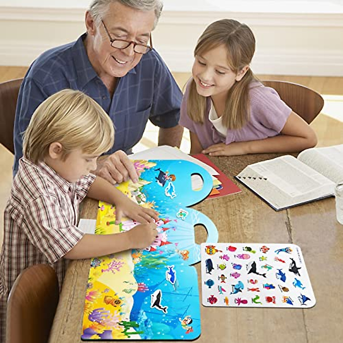 Stickers Book for Kids，3D Jelly Stickers，Reusable Stickers Book for Boys&Girls, 33pcs Reusable and Removable Stickers Kids Birthday Party Decorations for Wall Home Room