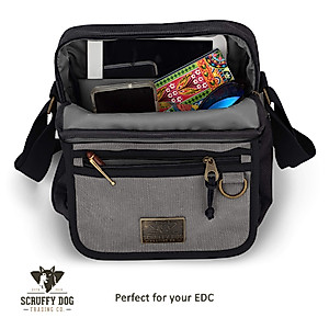 SCRUFFY DOG Canvas Messenger Bag with Adjustable Strap - Crossbody Satchel for Men and Women - Small - 11 inch, Black